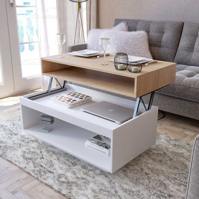Mesa Ratona Elevable con Estante - Ciudad Muebles