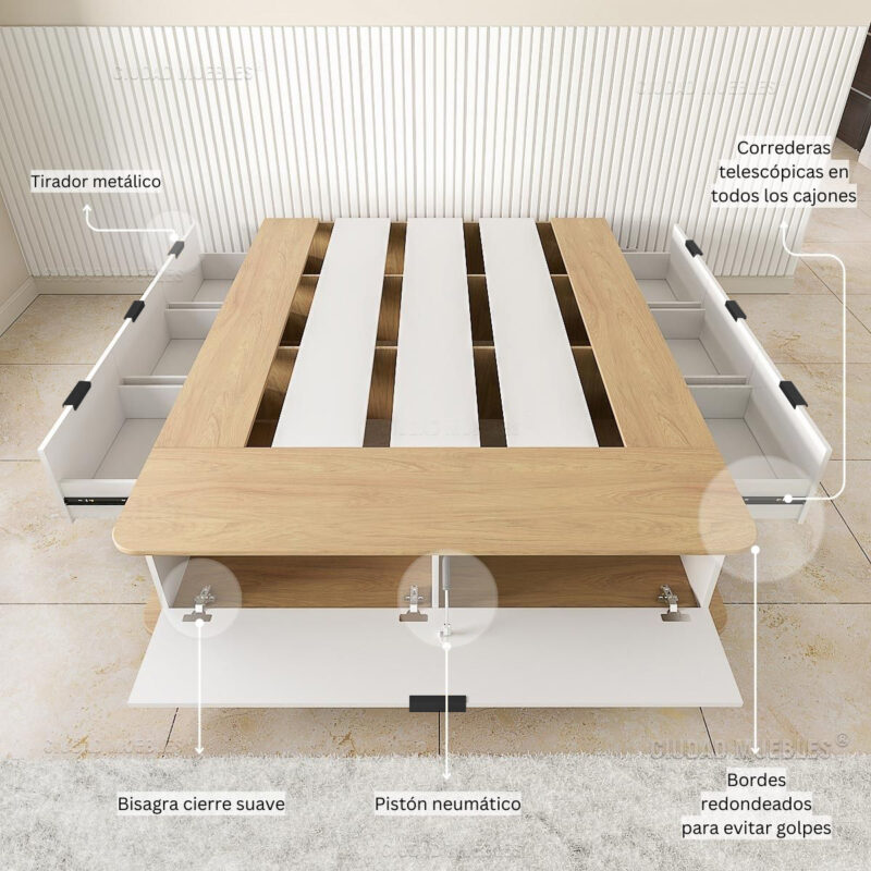 Cama Box Base Sommier 2 plazas 140x190cm